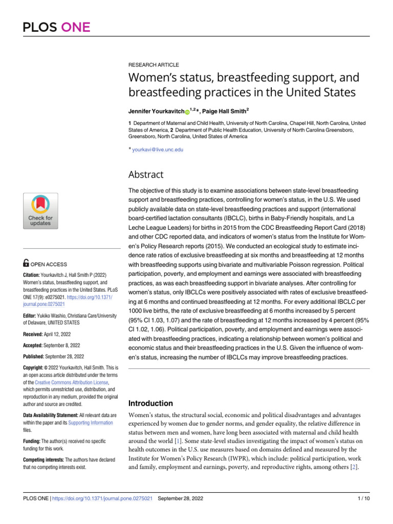 Women's Status, Breastfeeding | PDF | Breastfeeding | Woman