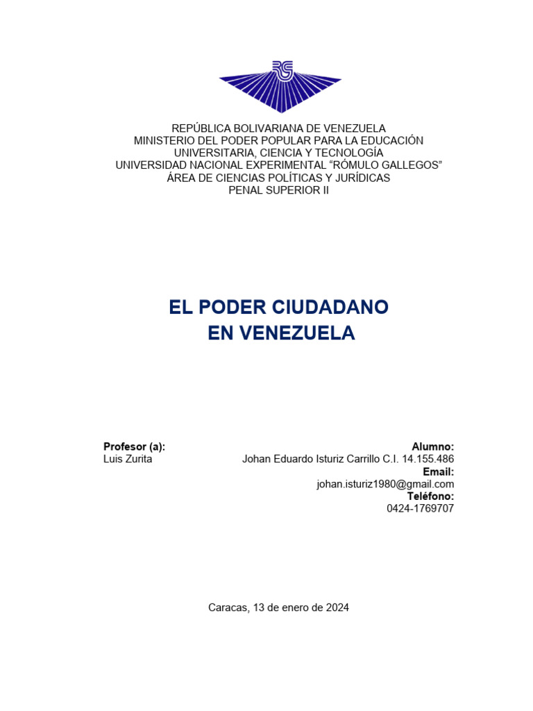 Ensayo Sobre El Poder Ciudadano en Venezuela | PDF | Fiscal | Venezuela