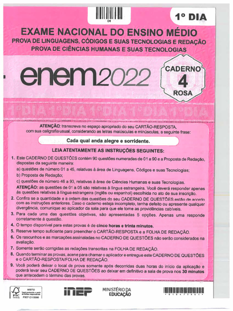 Enem 2022 prova rosa | PDF