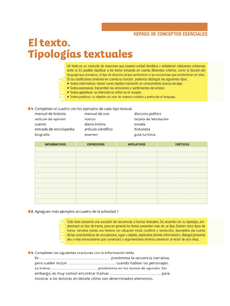 El Texto. Las Tipologías Textuales. | PDF