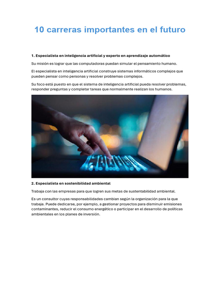 10 Carreras Importantes en El Futuro | PDF | Inteligencia artificial ...