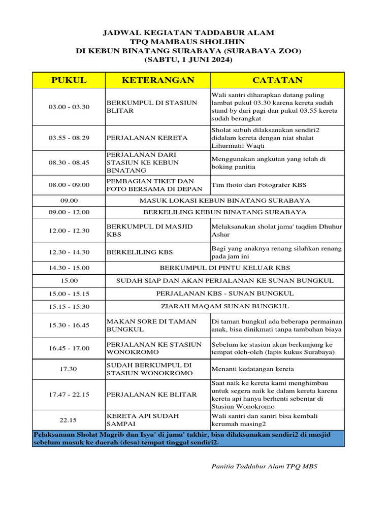 Jadwal Kegiatan TPQ | PDF