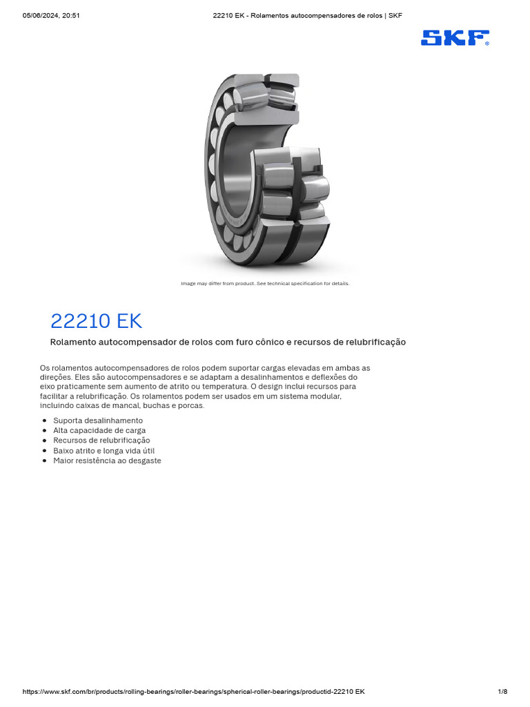 EK - Rolamentos Autocompensadores de Rolos - SKF | PDF | Programas ...