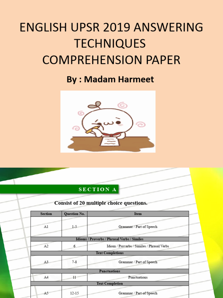 Upsr Tips Paper 1 Section A & B | PDF | Part Of Speech | Question