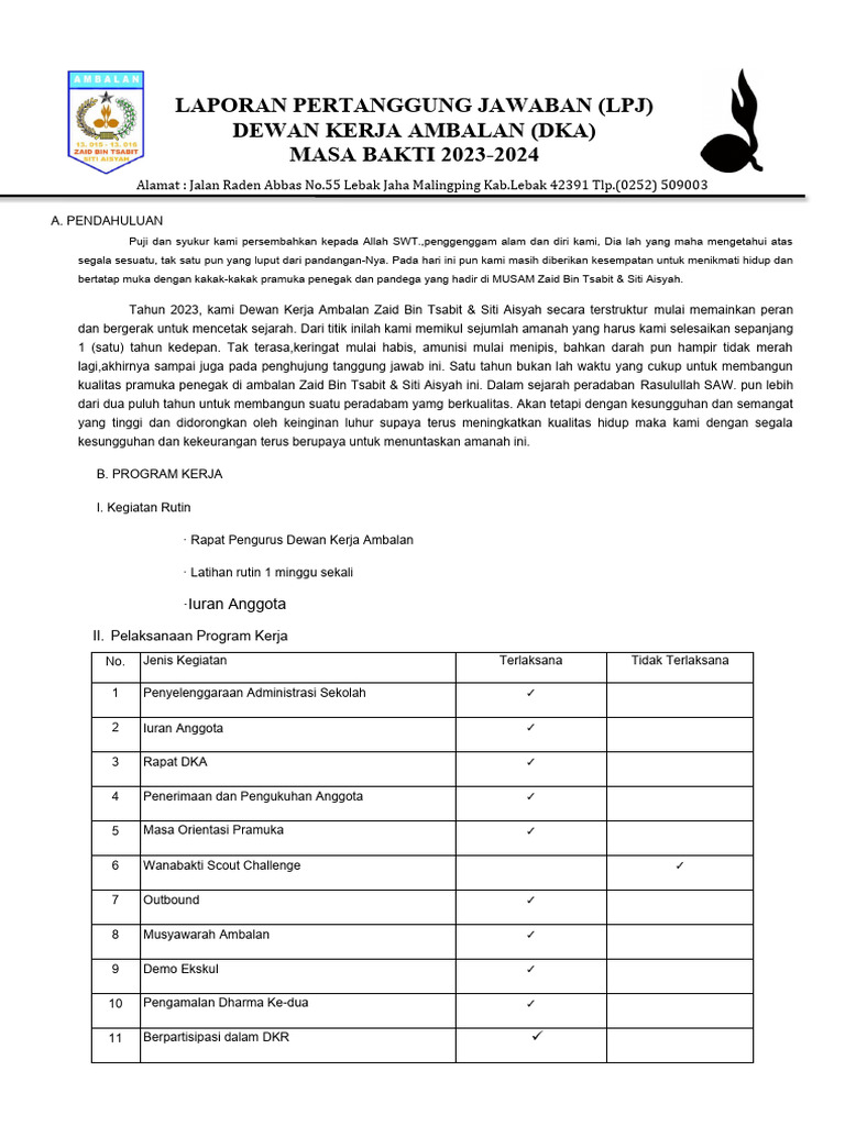 LPJ Pramuka 2023-2024 | PDF