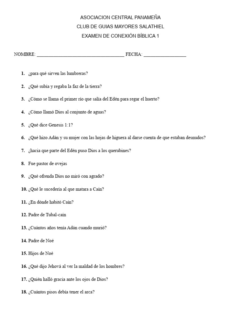 Examen 2024 2 | PDF | Abrahán | Arca de Noé