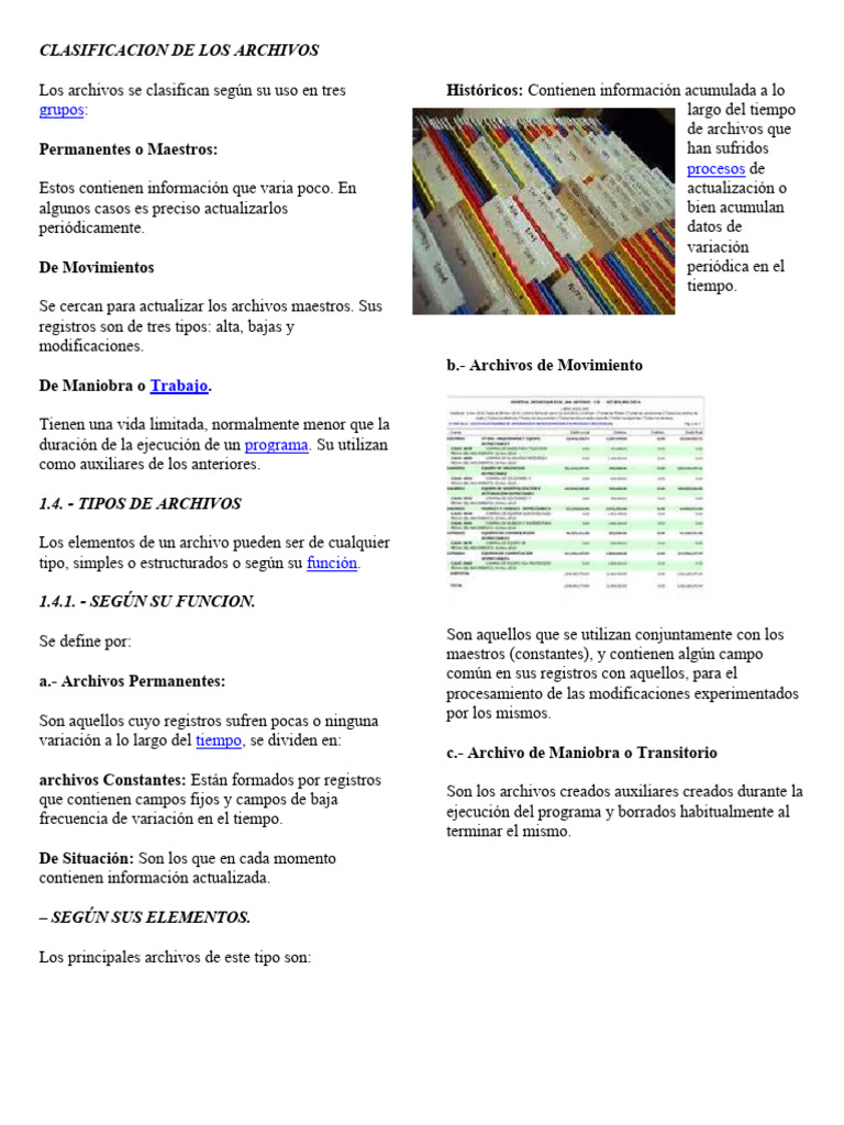 Clasificación y Tipos de Archivos | PDF | Archivo de computadora ...