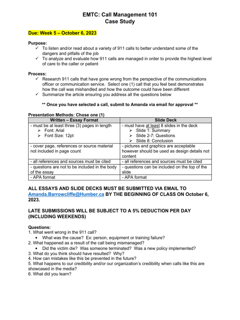 911 Call Management Case Study Guide | PDF | Cognition | Human ...