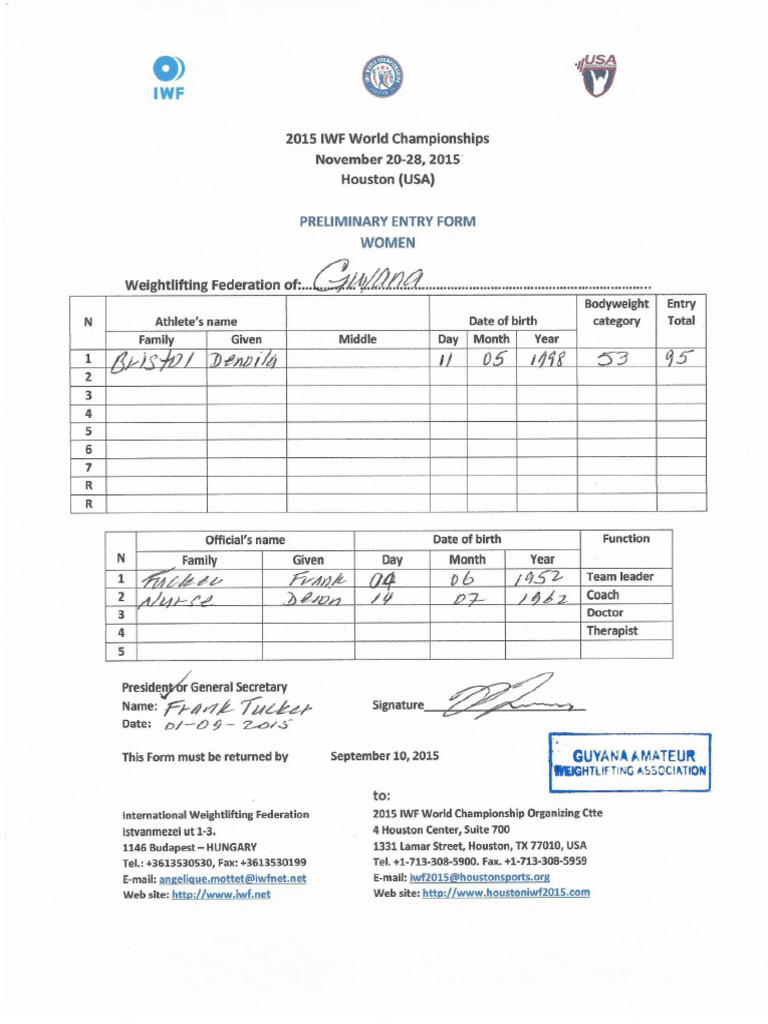 2015 IWF World Championships | PDF