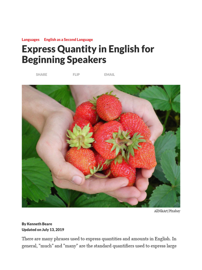 Express Quantity in English For Beginning Speakers | PDF | English ...