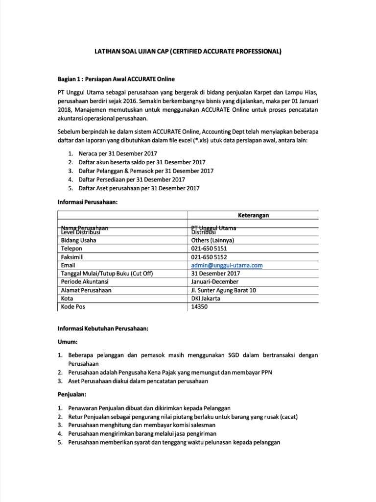 PDF Soal Latihan Cap PT Unggul Utama Compress | PDF