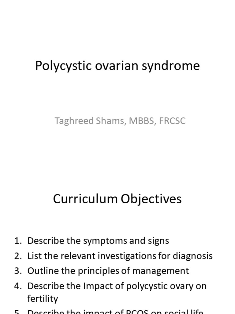 Lecture 07.5 - Polycystic Ovary Syndrome (PCOS) | PDF | Polycystic ...
