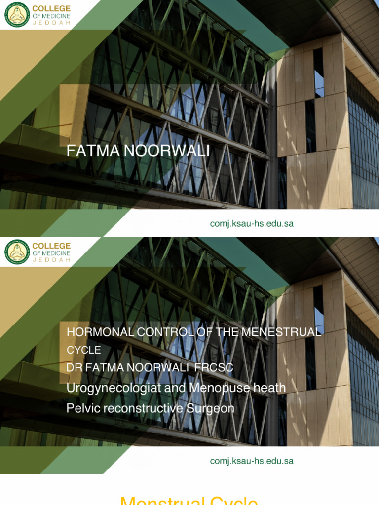 Lecture 7.01 - Hormonal Control of The Menestrual Cycle | PDF