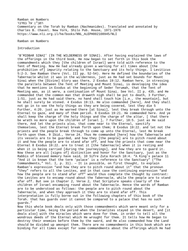 Ramban On Numbers - en - Commentary On The Torah by Ramban (Nachmanides ...