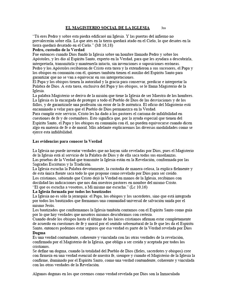 Magisterio e Infalibilidad en la Iglesia | PDF | Iglesia Católica | Fe
