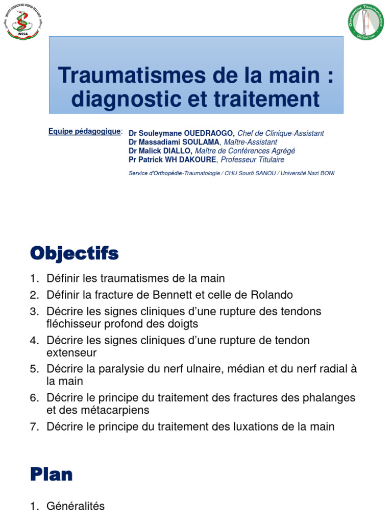 Traumatismes de la Main : Diagnostic et Traitement | PDF | Main ...