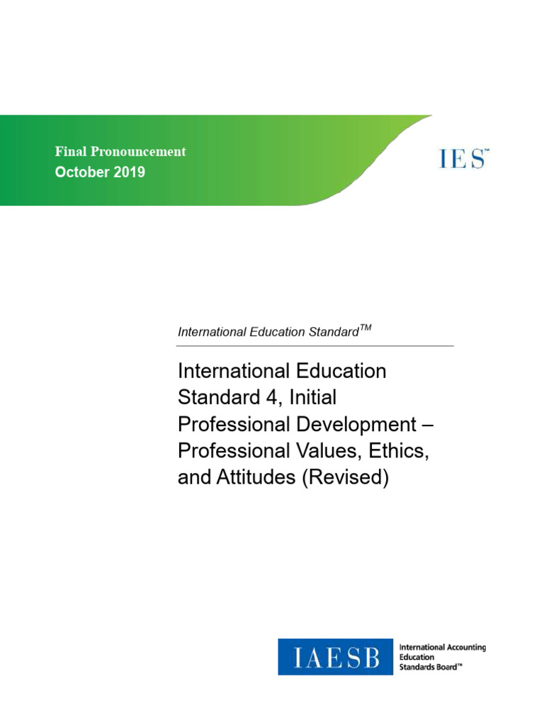 IAESB IES 4 Professional Values Ethics Attitudes | PDF | Accounting ...