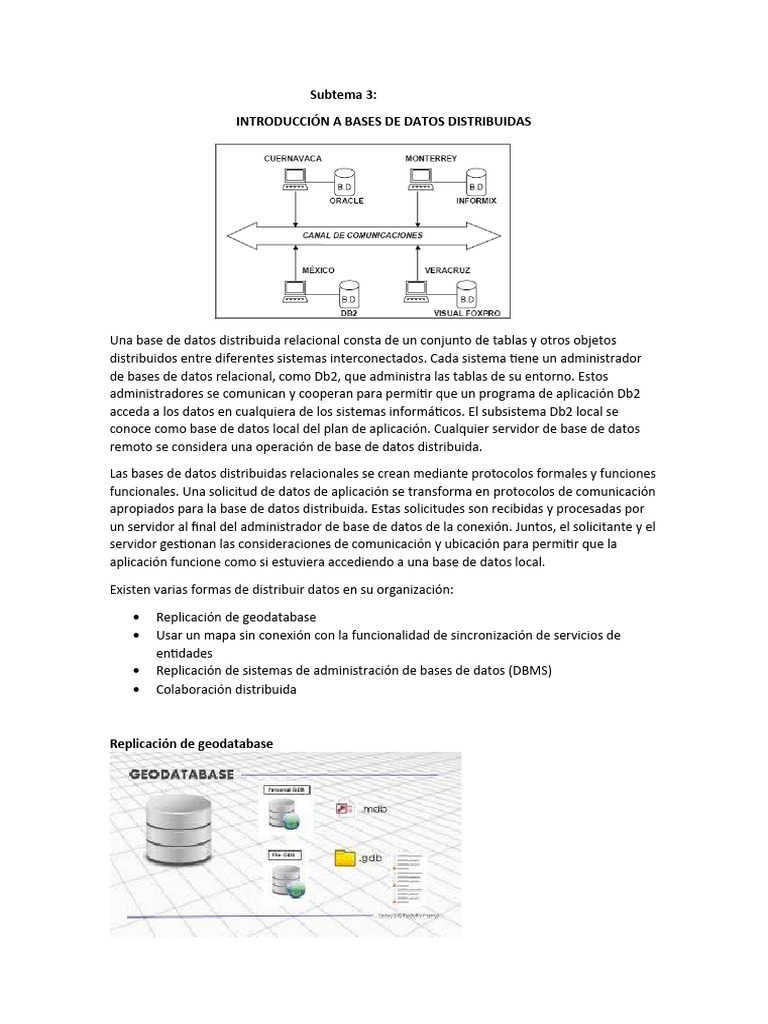 Subtema 3 Introducción A Bases de Datos Distribuidas | Descargar gratis PDF | Bases de datos ...