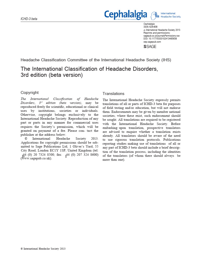 Cephalgia - Headache | PDF | Headache | Migraine