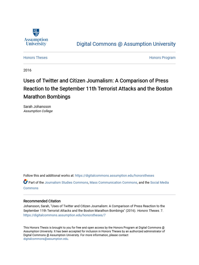 Uses of Twitter and Citizen Journalism - A Comparison of Press Rea ...