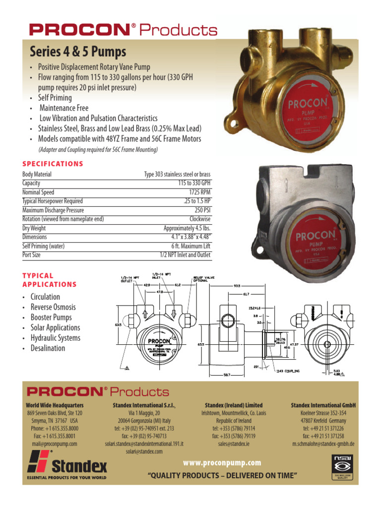Data Sheet Procon 45 | PDF | Pump | Mechanical Engineering