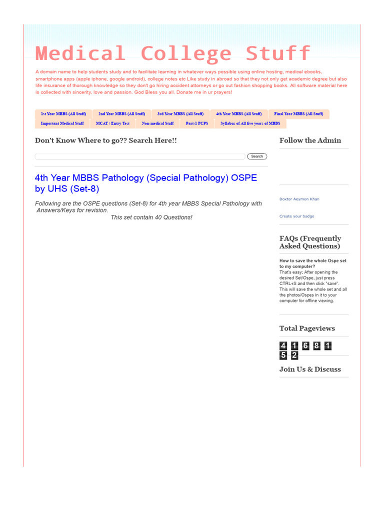 Medical College Stuff 4th Year MBBS Pathology (Special Pathology) OSPE ...