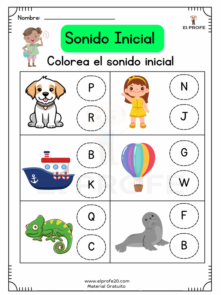 Actividades Sonido Inicial | PDF