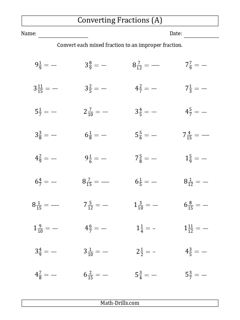 Converting Mixed Numbers to Improper Fractions | PDF | Mathematical ...