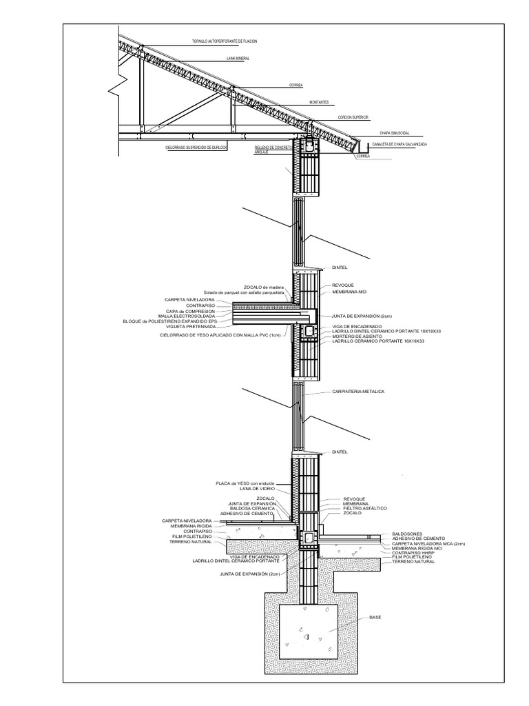 CORTE Y DETALLE DE MURO01 Sist. Constructivos | PDF | Construyendo tecnología | Ingeniero civil