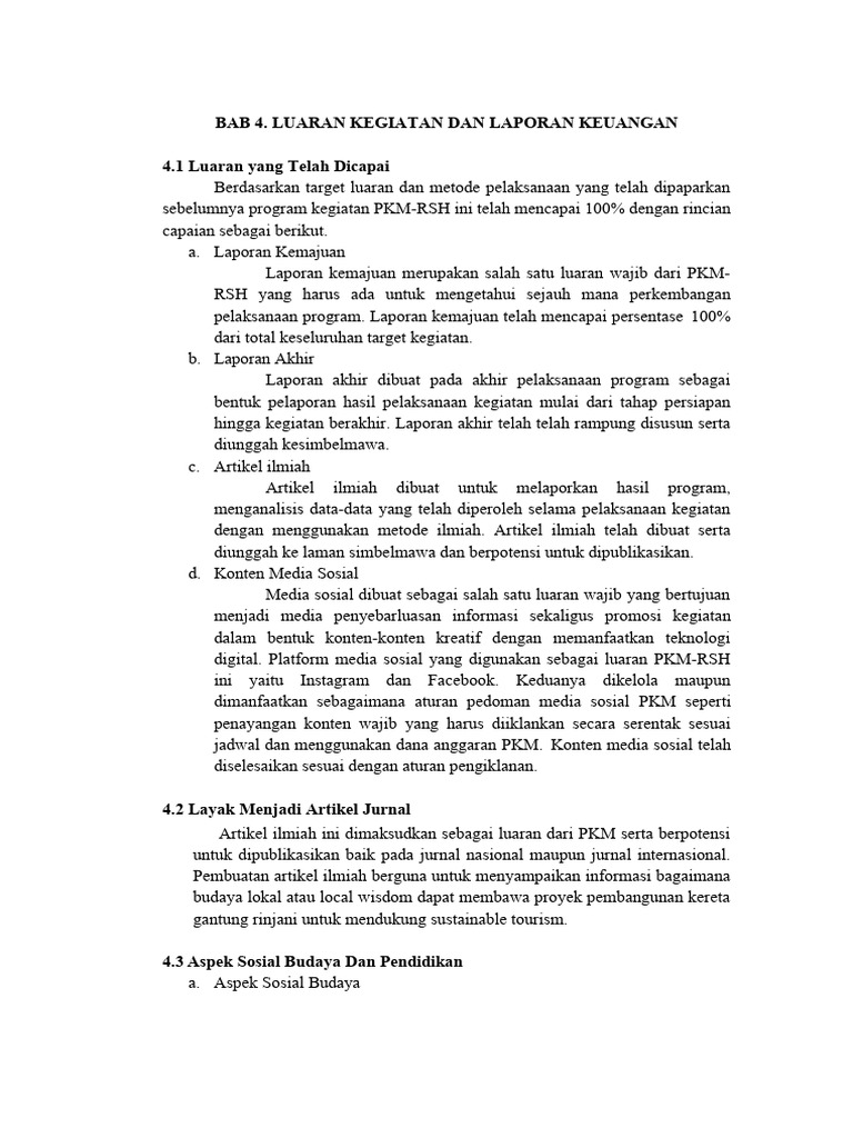 Bab 4. Luaran Kegiatan Dan Laporan Keuangan - Jey | PDF | Ilmu Sosial