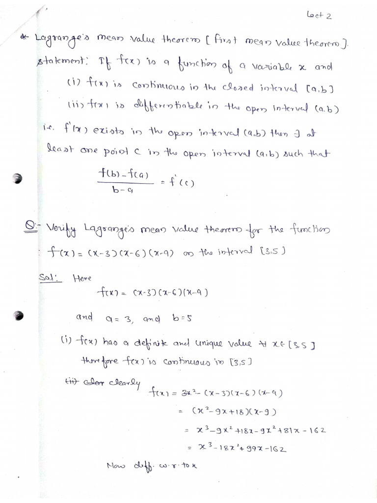 Lagrange Mean Value Theorem | PDF