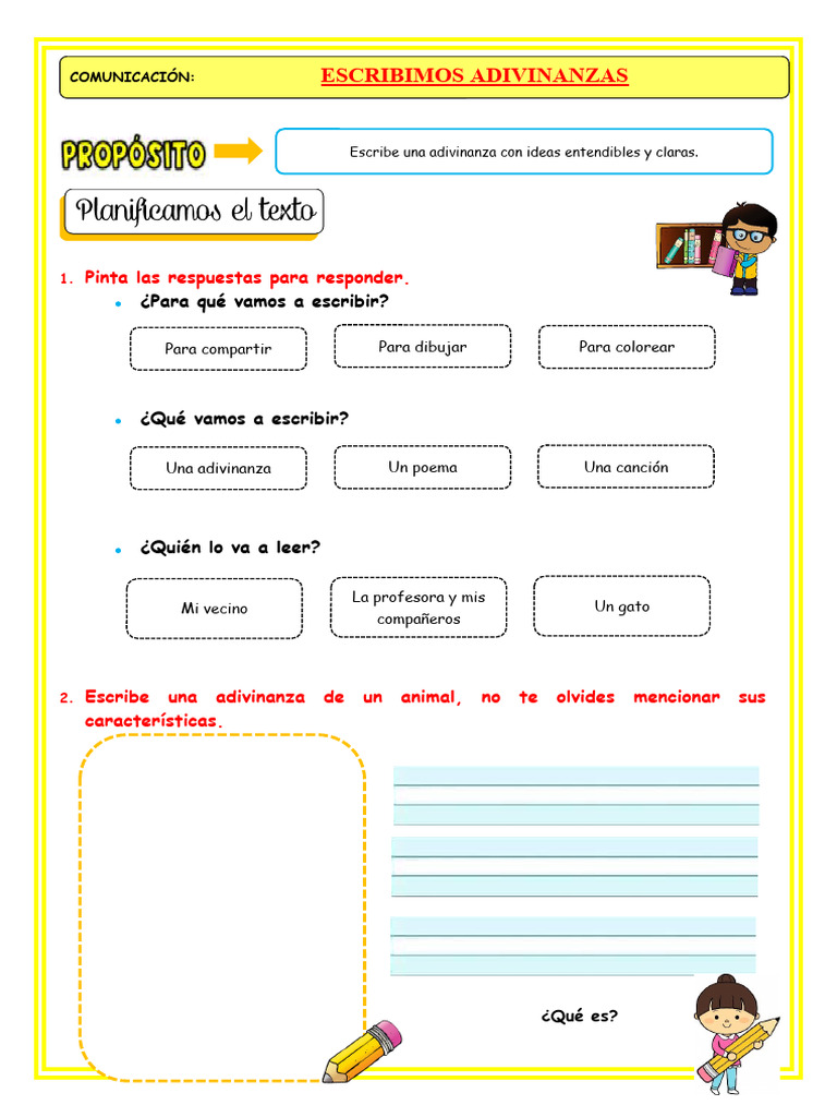 U3 S3 Ficha D3 Com Escribimos Adivinanzas-1 | PDF U3 S3 Ficha D3 Com Escribimos Adivinanzas-1 | PDF