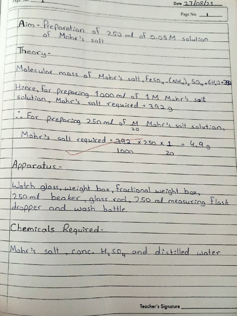 Mohr's Salt Written Part | PDF | Chemical Substances | Chemistry