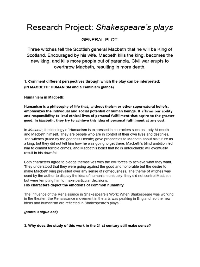 Humanism and Feminism in Macbeth Analysis | PDF | Macbeth