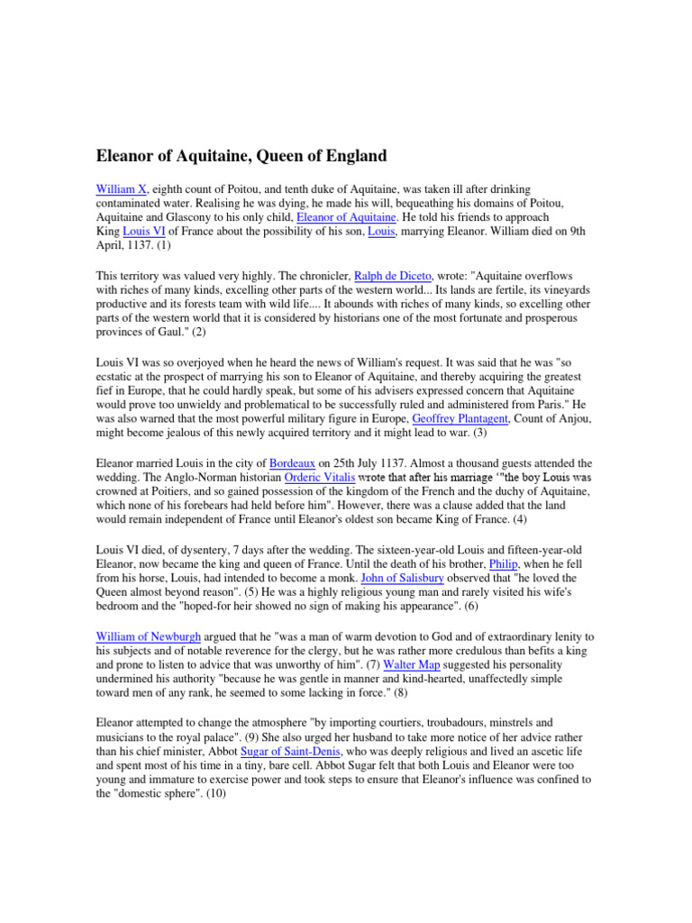 Eleanor of Aquitaine, Queen of England | PDF | History