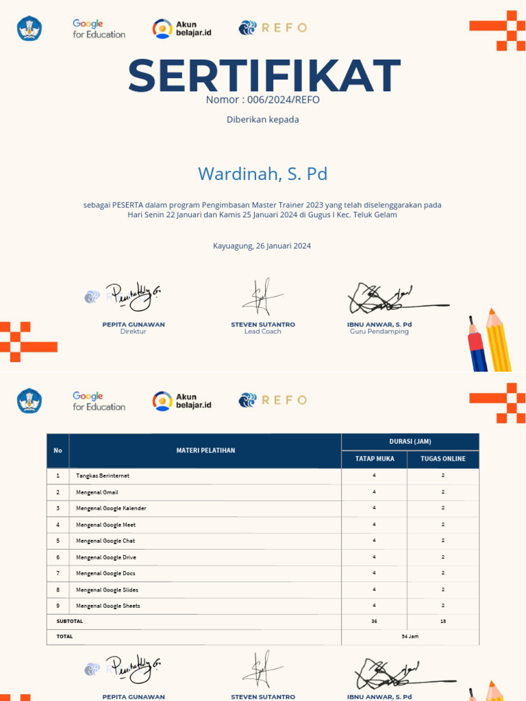 Template Sertifikat Pengimbasan Peserta Didik PDF | PDF