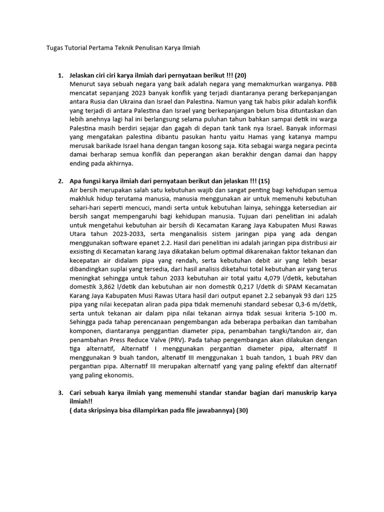 Tugas Tutorial Pertama Teknik Penulisan Karya Ilmiah | PDF