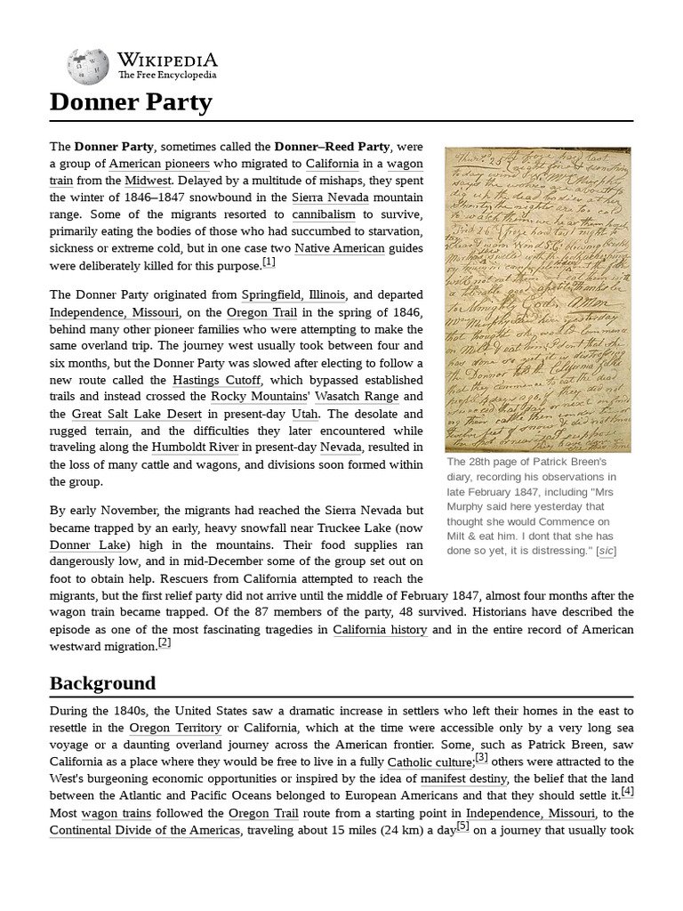 Donner Party | PDF | Oregon Trail