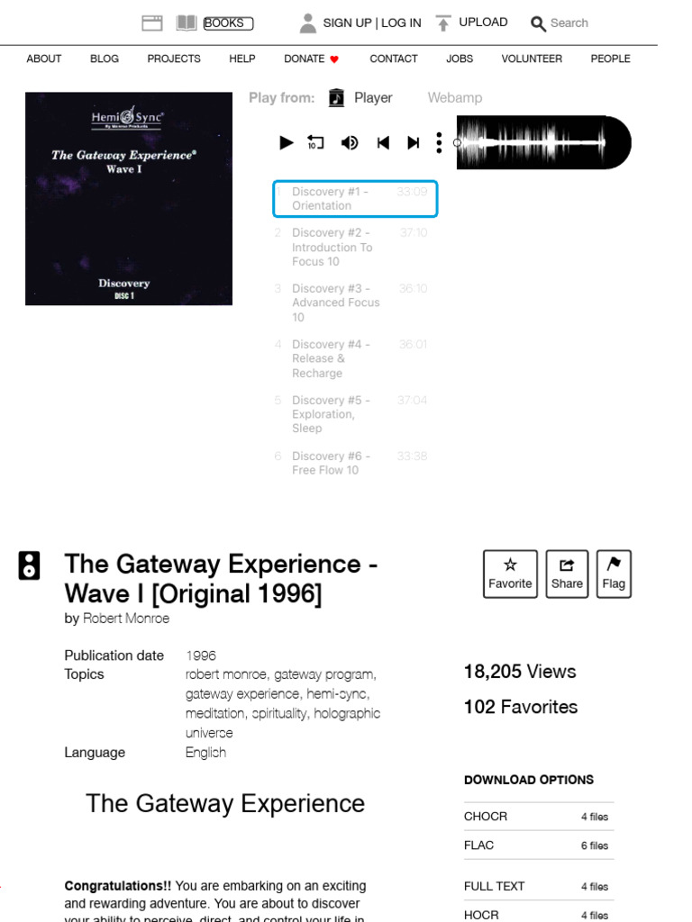 The Gateway Experience - Wave I (Original 1996) : Robert Monroe: Free Download, Borrow, and ...
