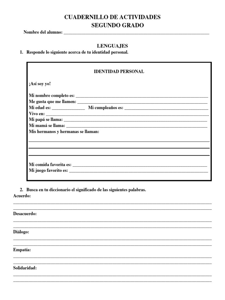 CUADERNILLO DE ACTIVIDADES 2do - 124157 | PDF | Crecimiento personal y profesional | Relaciones ...
