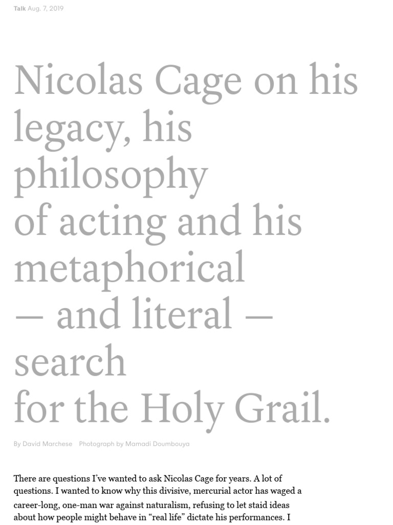 Nicolas Cage: Acting Philosophy Unveiled | PDF | Art | Mystery ...