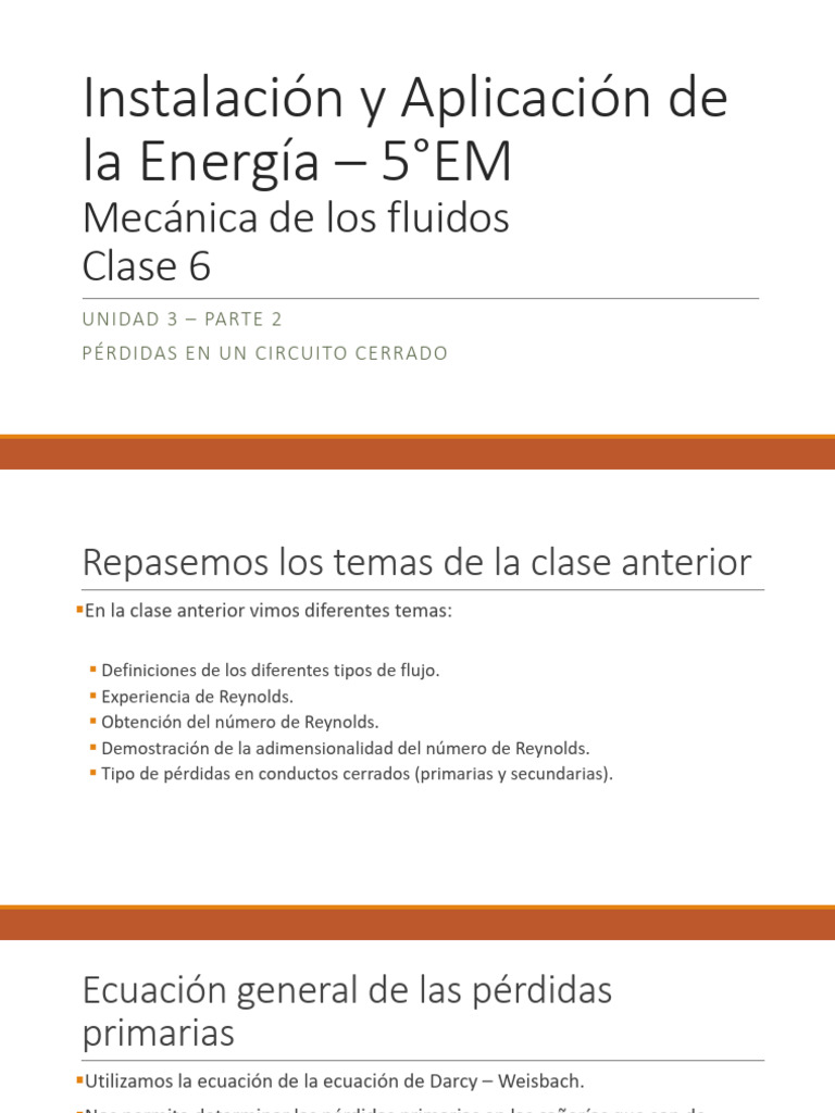 Clase 6 Unidad 3 Parte 2 IAE 5 | PDF | Numero Reynolds | Física ...