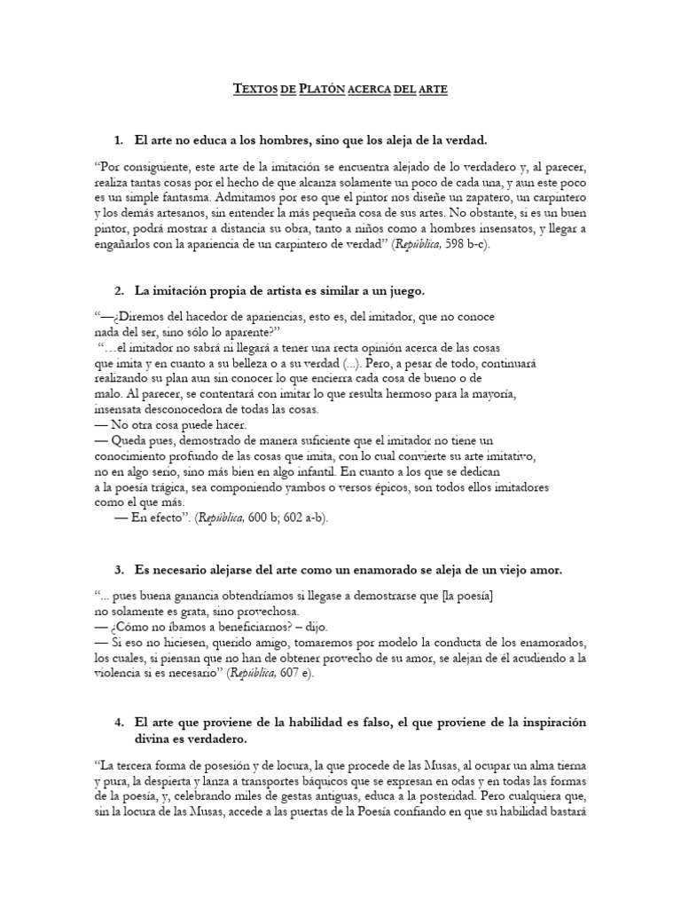 Textos de Platón Acerca Del Arte | PDF | Verdad | Belleza