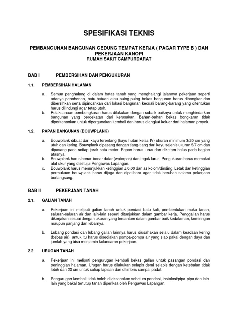 Spesifikasi Teknis Pagar Dan Kanopi | PDF | Griya & Taman | Sains ...