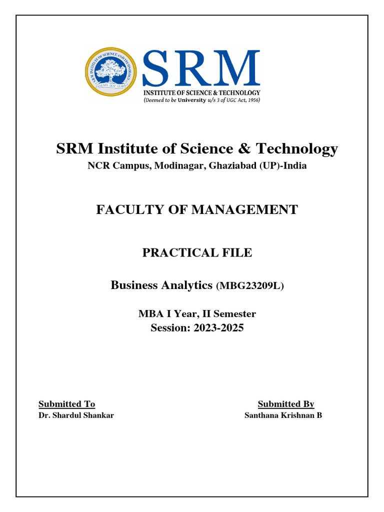 Business Analytics - Santy-1 | PDF