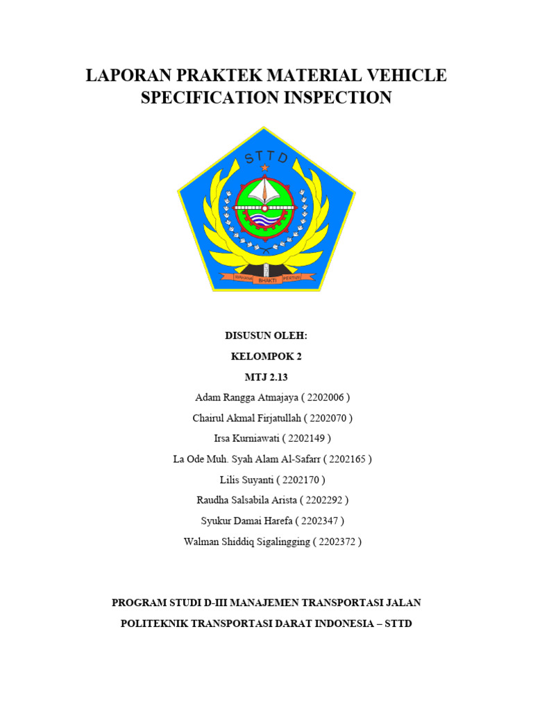 Inspeksi Spesifikasi Kendaraan Bermotor | PDF
