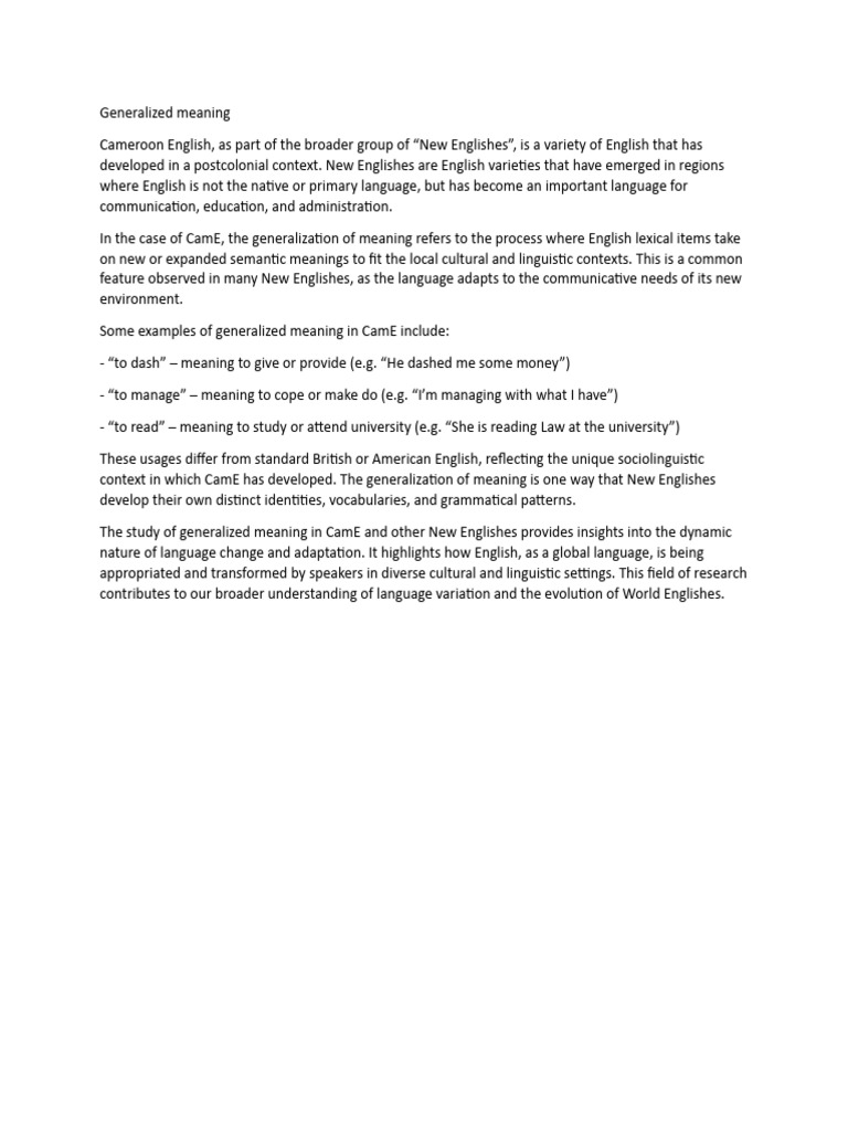 Generalized Meaning | PDF