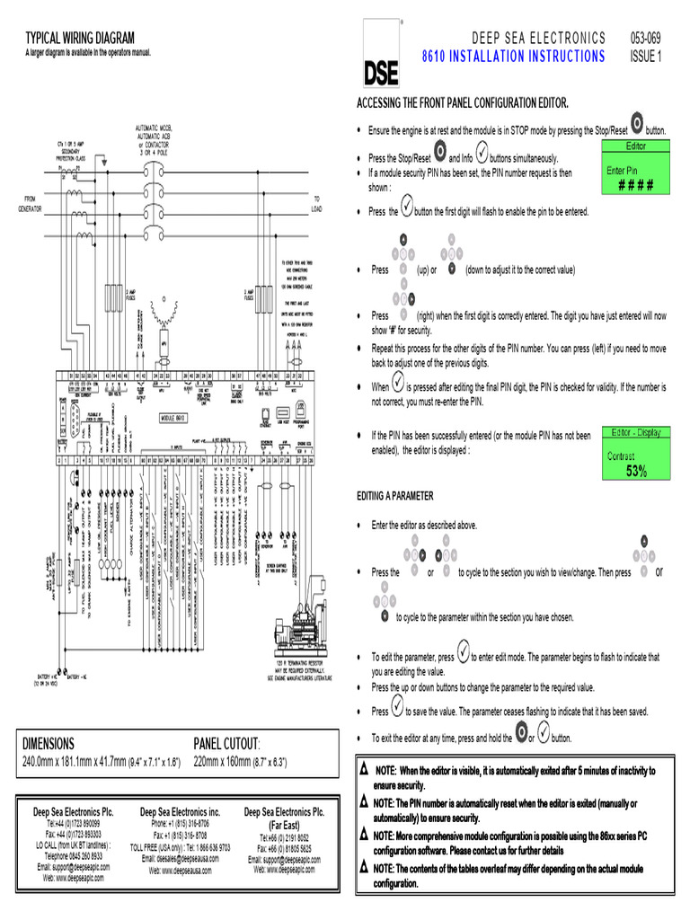 DSE 8610 Installation Instructions | PDF | Personal Identification Number | Mains Electricity