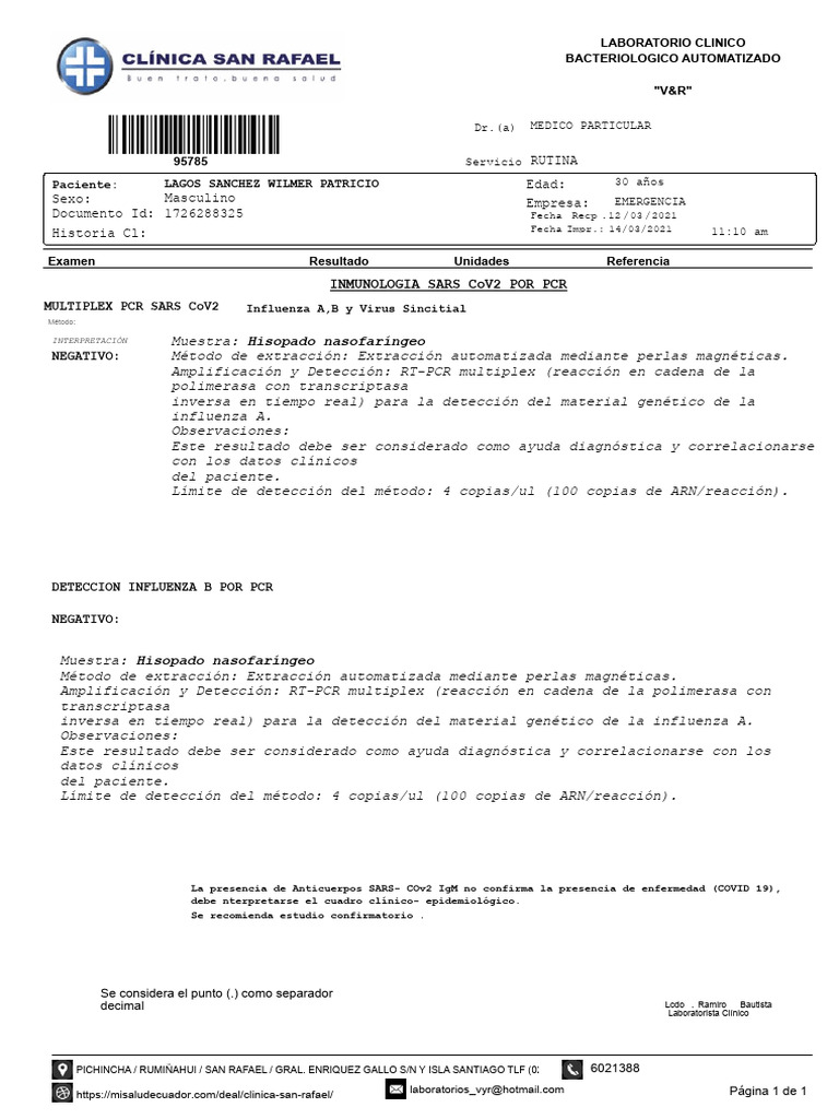 Resultados de PCR para SARS-CoV-2 e Influenza | PDF | Reacción en ...