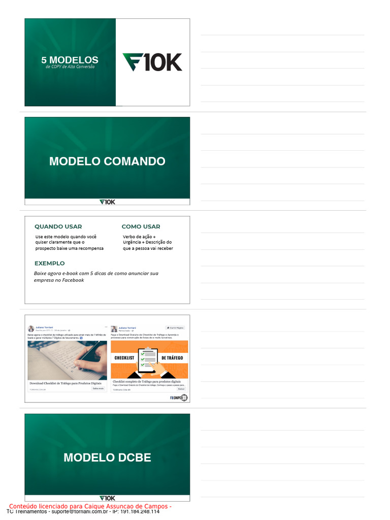 F10K 16 Planejamento de Trafego Copy Anuncios 5 Modelos de Anuncios2 | PDF | Publicidade | Facebook